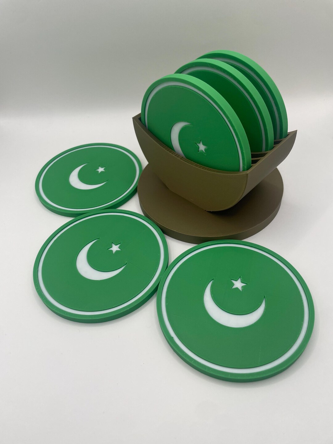 Pakistan Flag Coasters With Crescent Moon and Star | Set of 6 ...