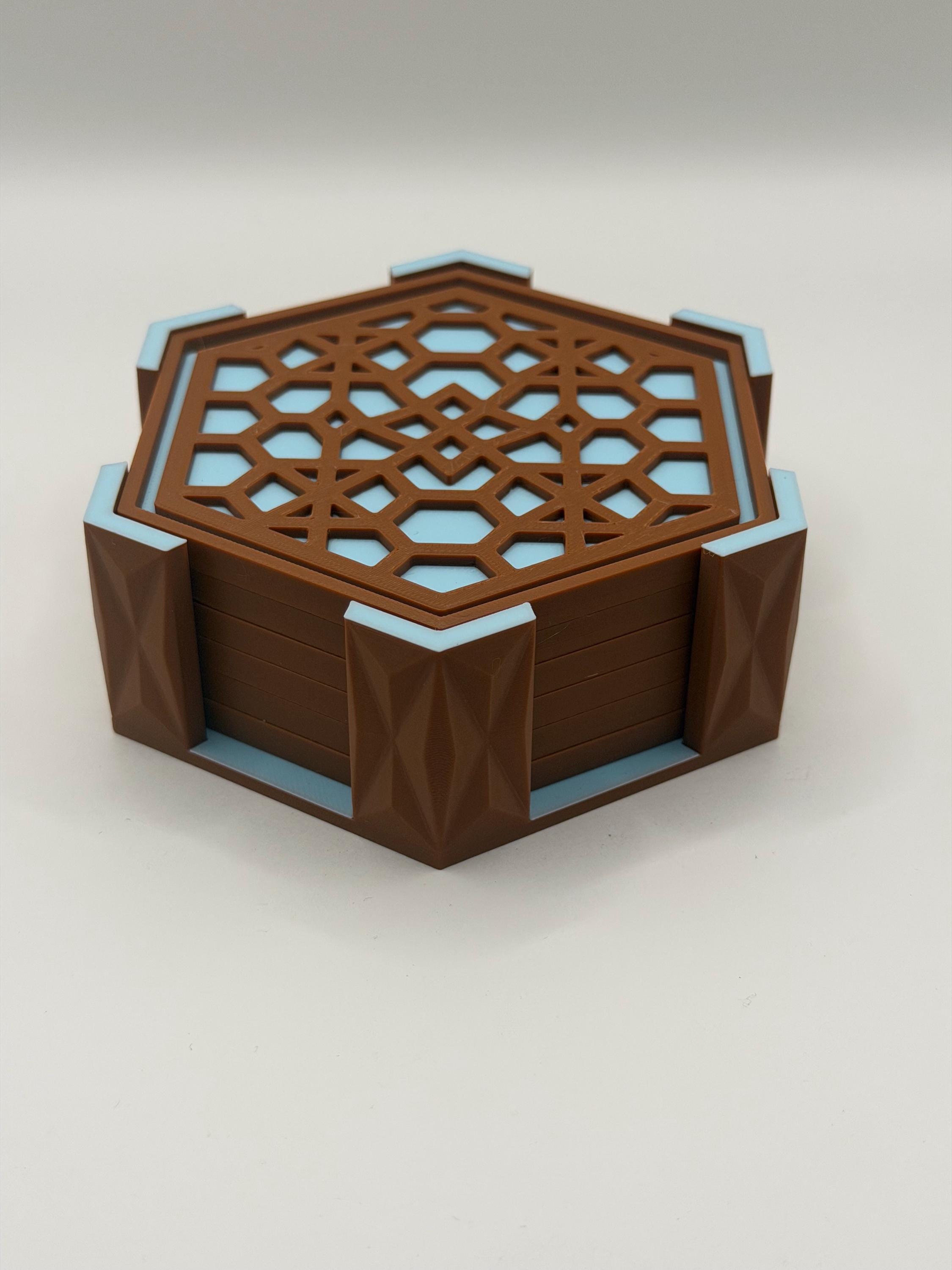 3D Printed Kumiko Coasters Set of 6 | Japanese Geometric Drink Coasters ...
