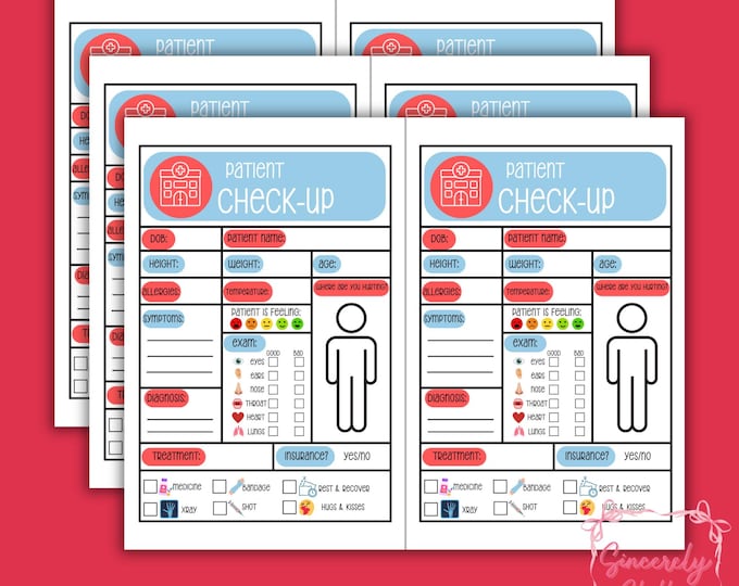 Doctors and Nurses Pretend Play Patient Report Form for Kids (PDF ...