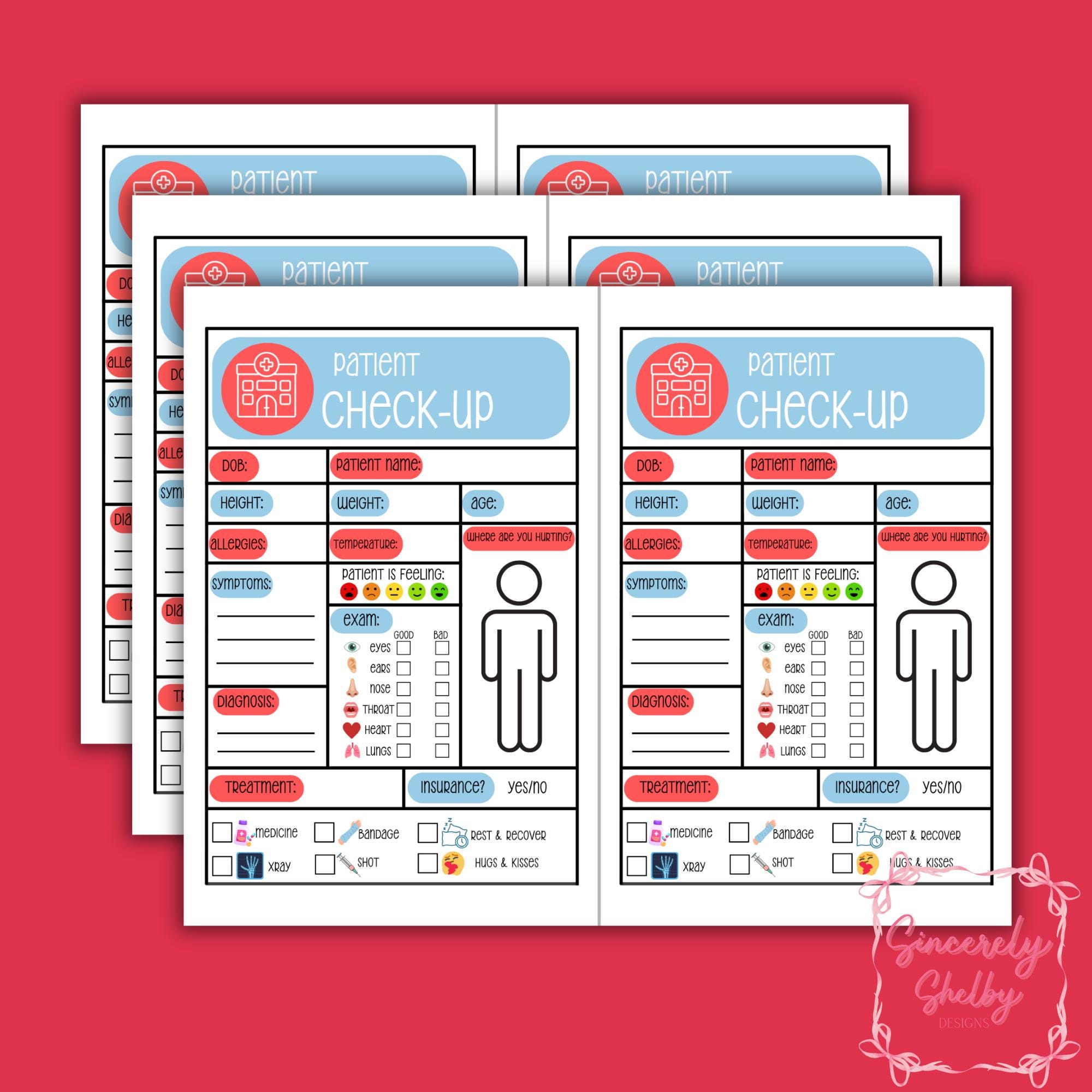 Patient Check Up// Pretend Play Printable - Etsy