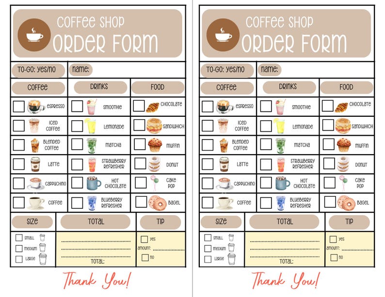 Coffee Shop Pretend Play Order Form: Kids' Activity (PDF Downloadable ...
