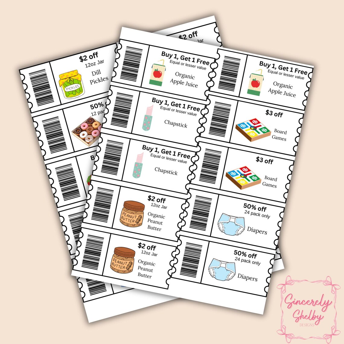 Printable Pretend Coupons for Kids Cash Registers, Grocery Stores ...