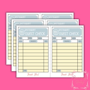 Printable Guest Check// Pretend Play Activities - Etsy