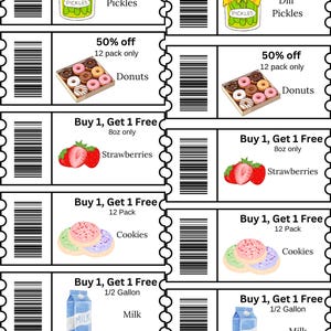 Printable Pretend Coupons for Kids Cash Registers, Grocery Stores ...