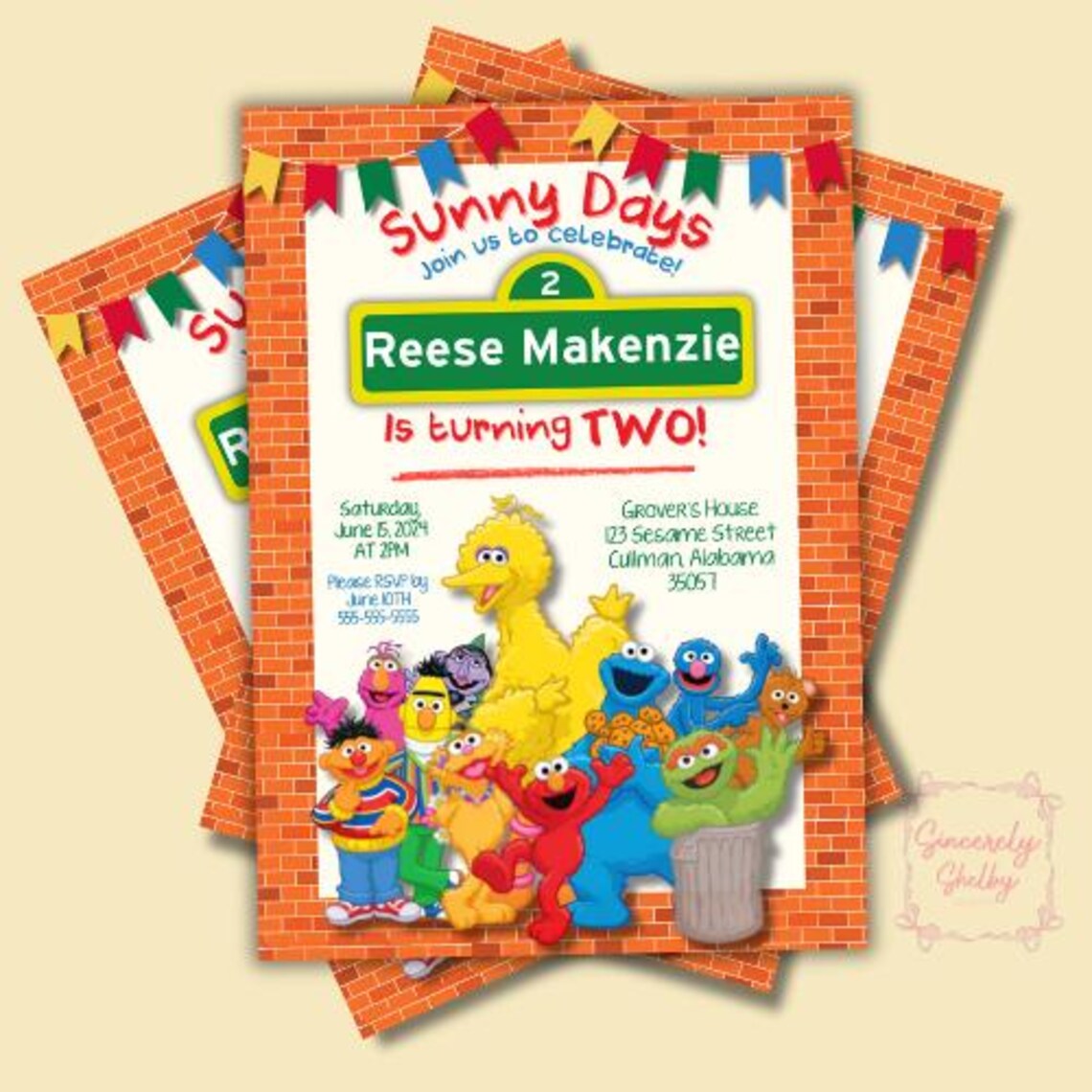 Sesame Street Birthday Invitation: Editable Canva Template (digital ...