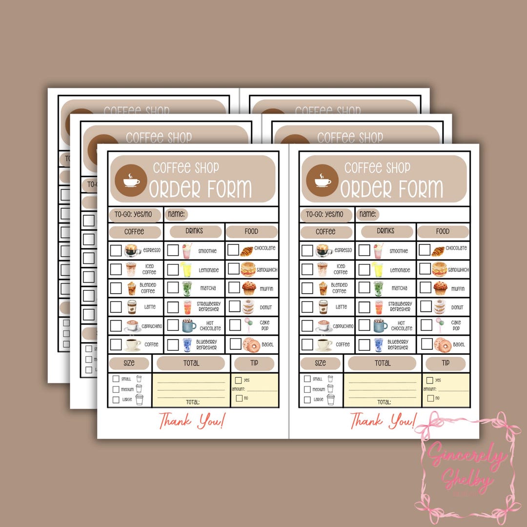 Coffee Shop Pretend Play Order Form: Kids' Activity (PDF Downloadable ...