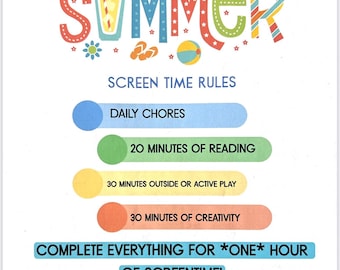 Printable Summer Screen Time Rules for Kids | Screen Time Rules ...