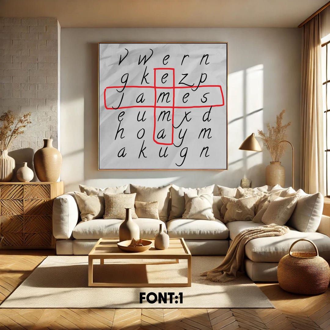 Personalised Couple Names - Love, Crossword Wall Decor, Print ...