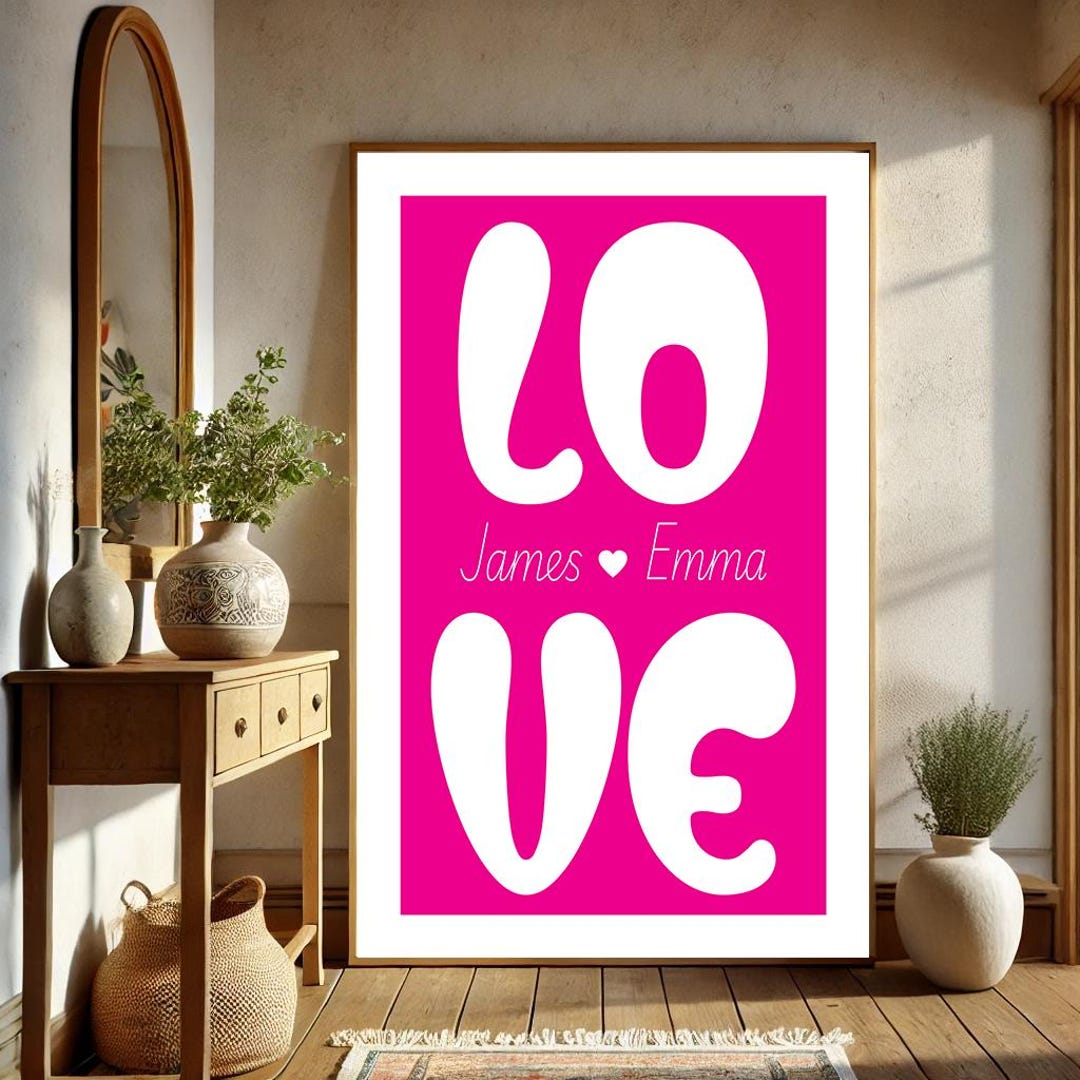 Personalised Couple Names - Love, Wall Decor, Print, Valentines Day ...