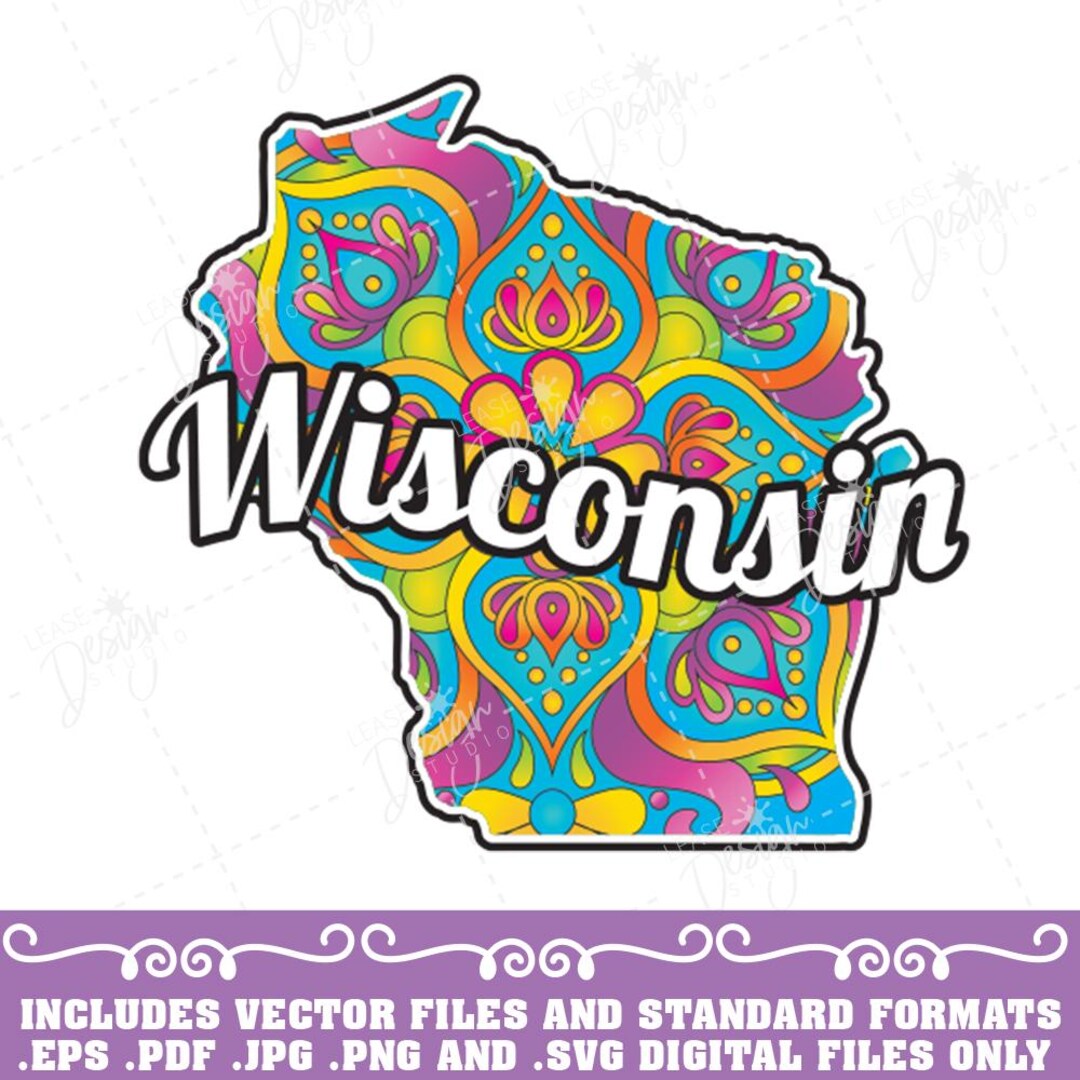 Wisconsin Mandala Vector Graphic Bundle, Wisconsin Svg, Wisconsin Eps ...