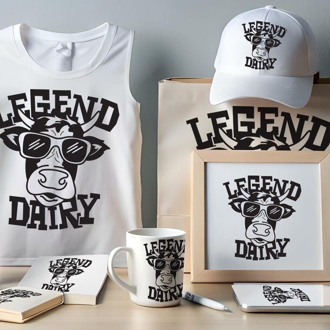 Legend Dairy BW Vector Graphics, Cow Svg, Cow Eps, Cow Pdf, Cow Png ...