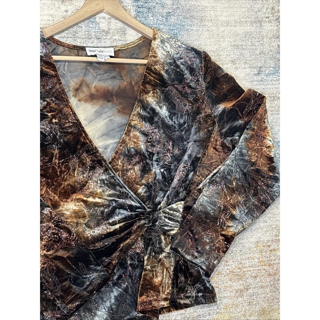 Vintage 80s Velvet Burnout Whimsy Goth Top XL Sheer Fairy Grunge Long ...