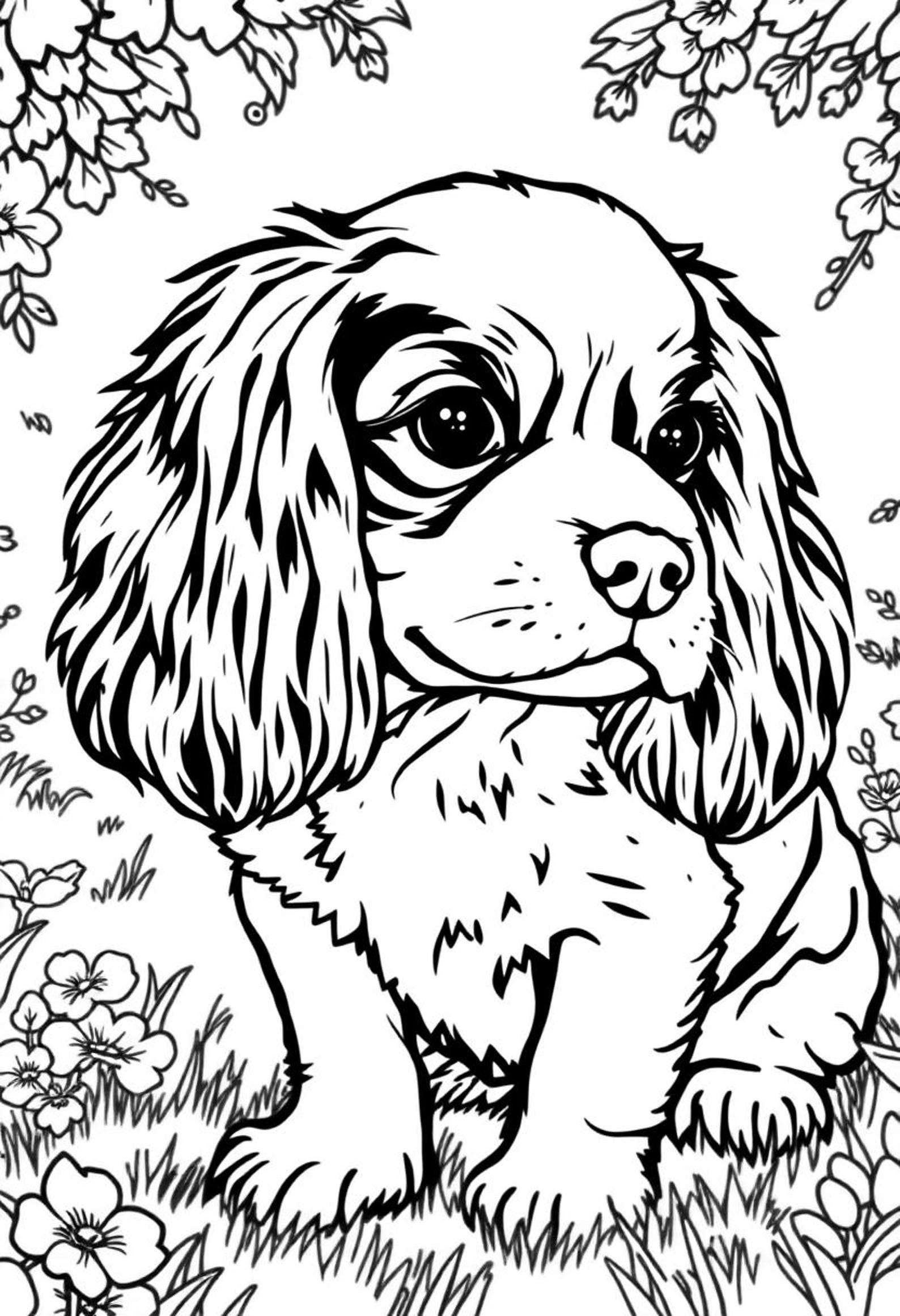 5 X Doggy Colouring Pages for Children: French Bulldog, Cavapoo ...