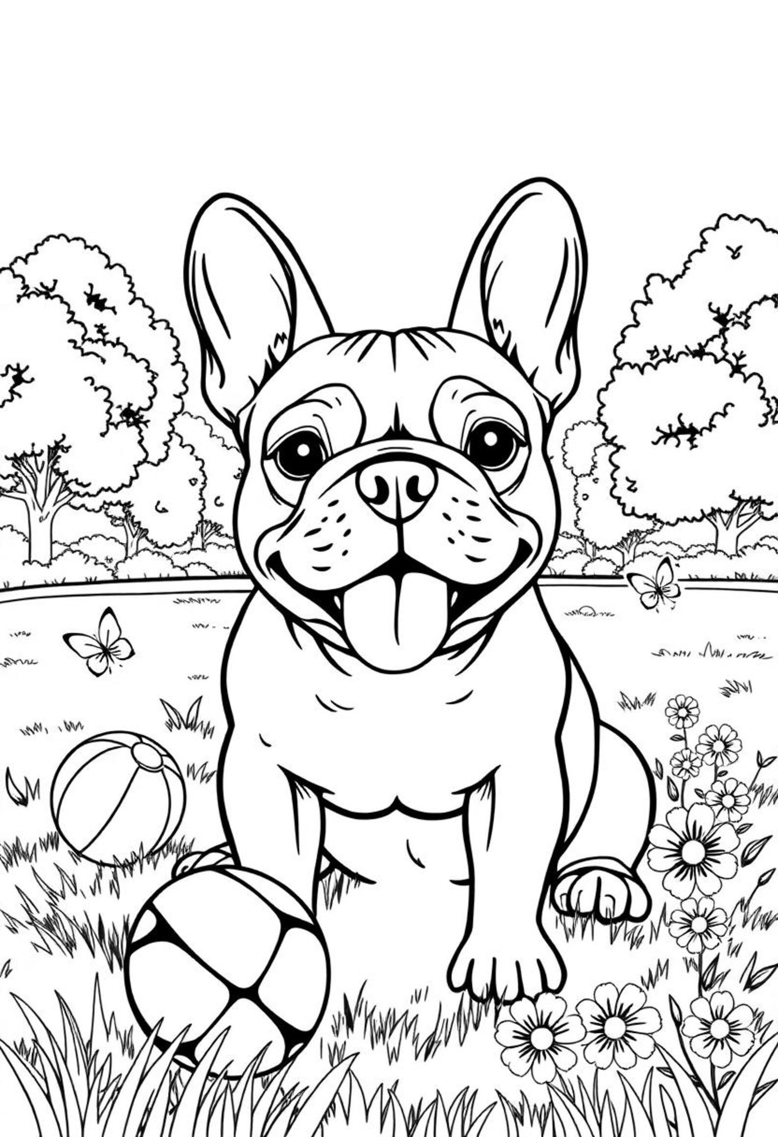 5 X Doggy Colouring Pages for Children: French Bulldog, Cavapoo ...