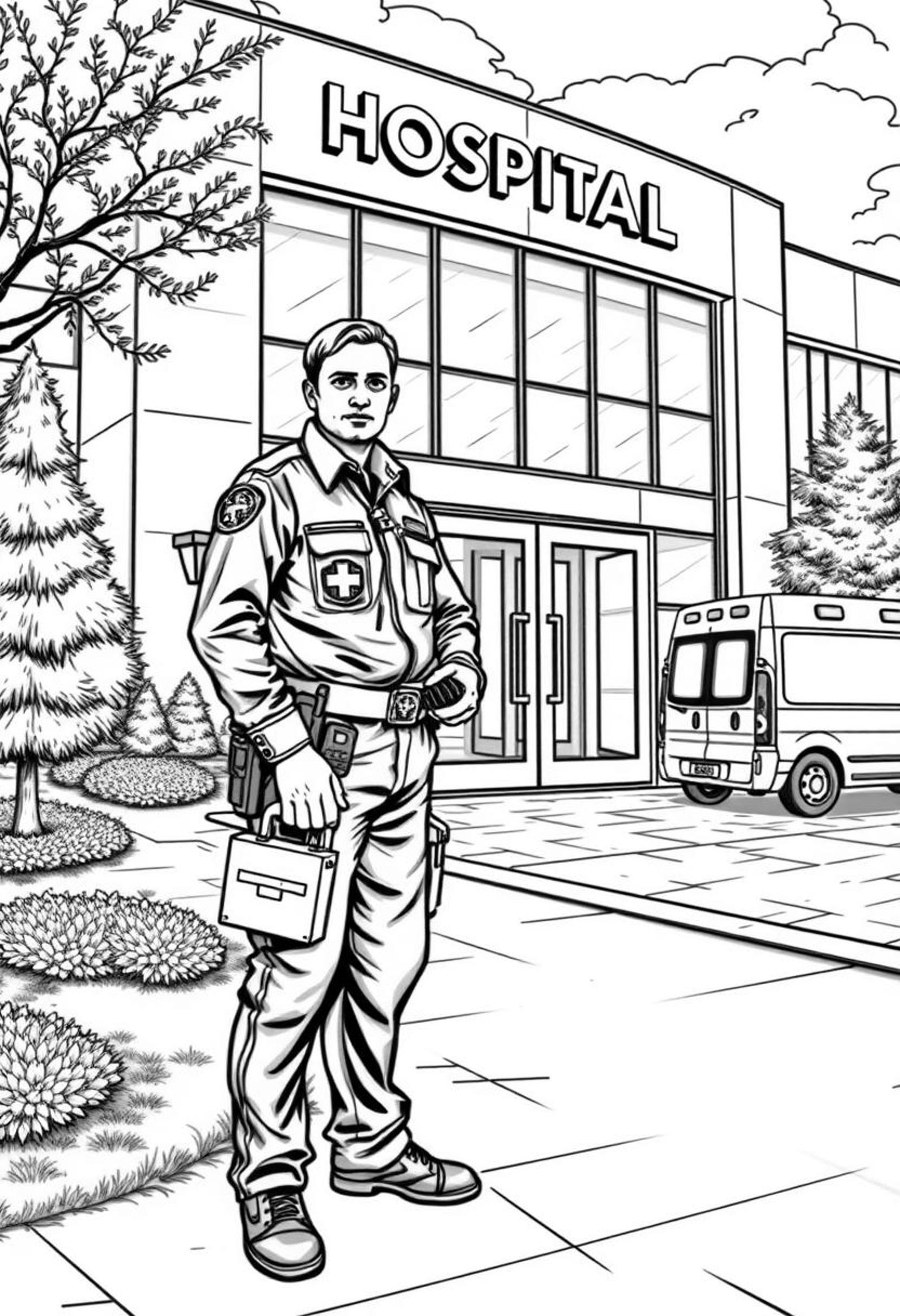 5 X Emergency Services Colouring Pages for Children: Police Diver, Fire ...