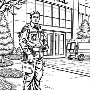5 X Emergency Services Colouring Pages for Children: Police Diver, Fire ...