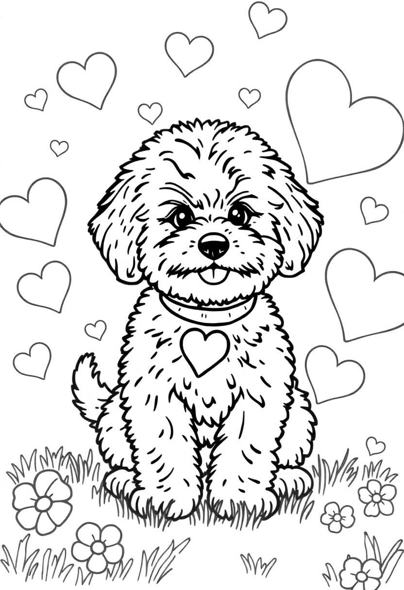 5 X Doggy Colouring Pages for Children: French Bulldog, Cavapoo ...