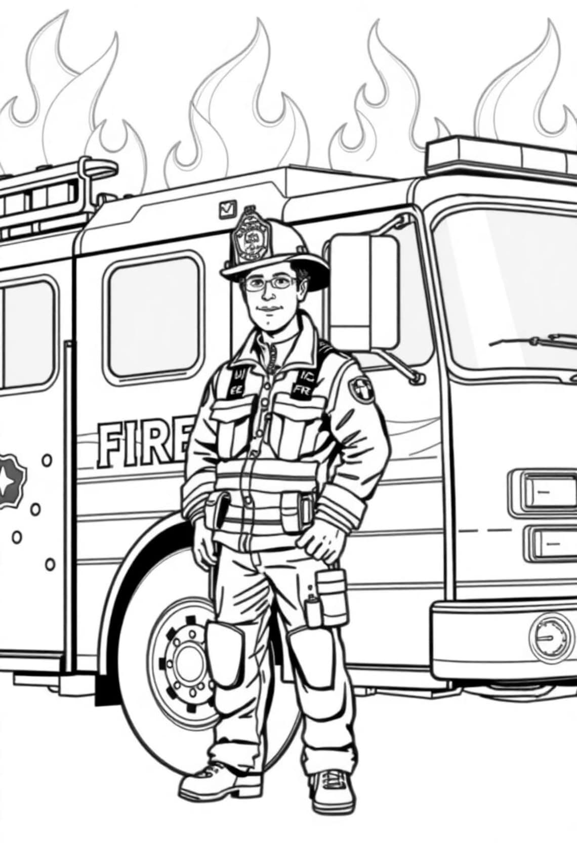 5 X Emergency Services Colouring Pages for Children: Police Diver, Fire ...