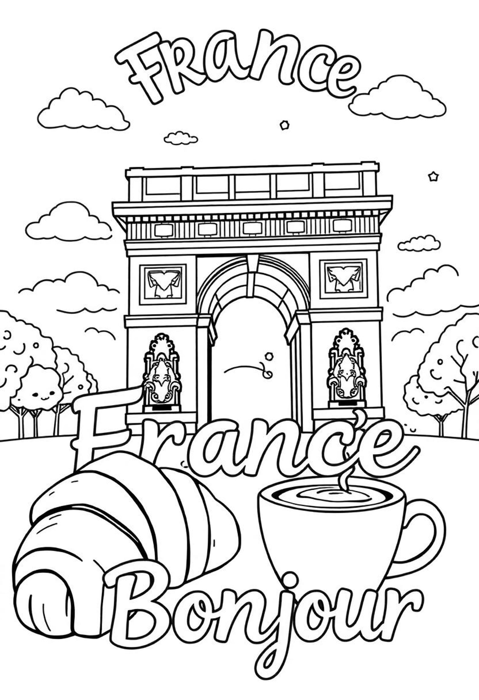 5 X Country Colouring Pages for Children: France, Germany, United ...