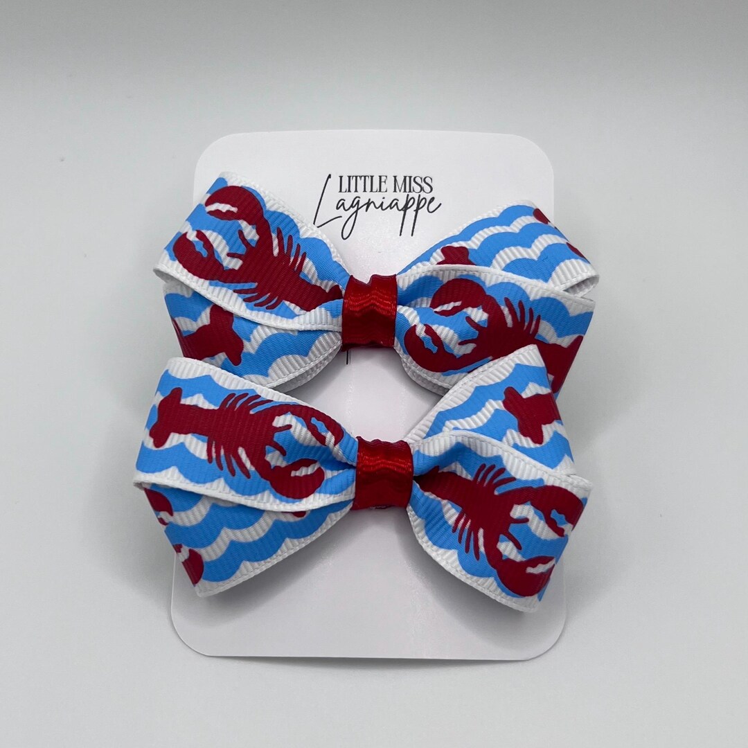 Crawfish Print Hair Bow- Set of 2 - Etsy