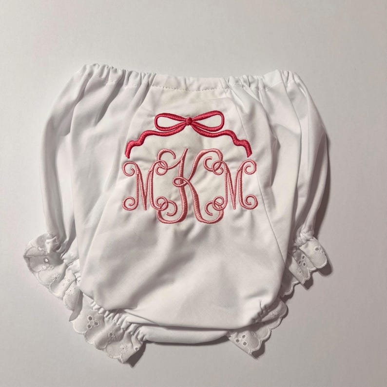 Personalized Bloomer With Bow. Monogrammed Bloomer, Bib or Burp Cloth ...