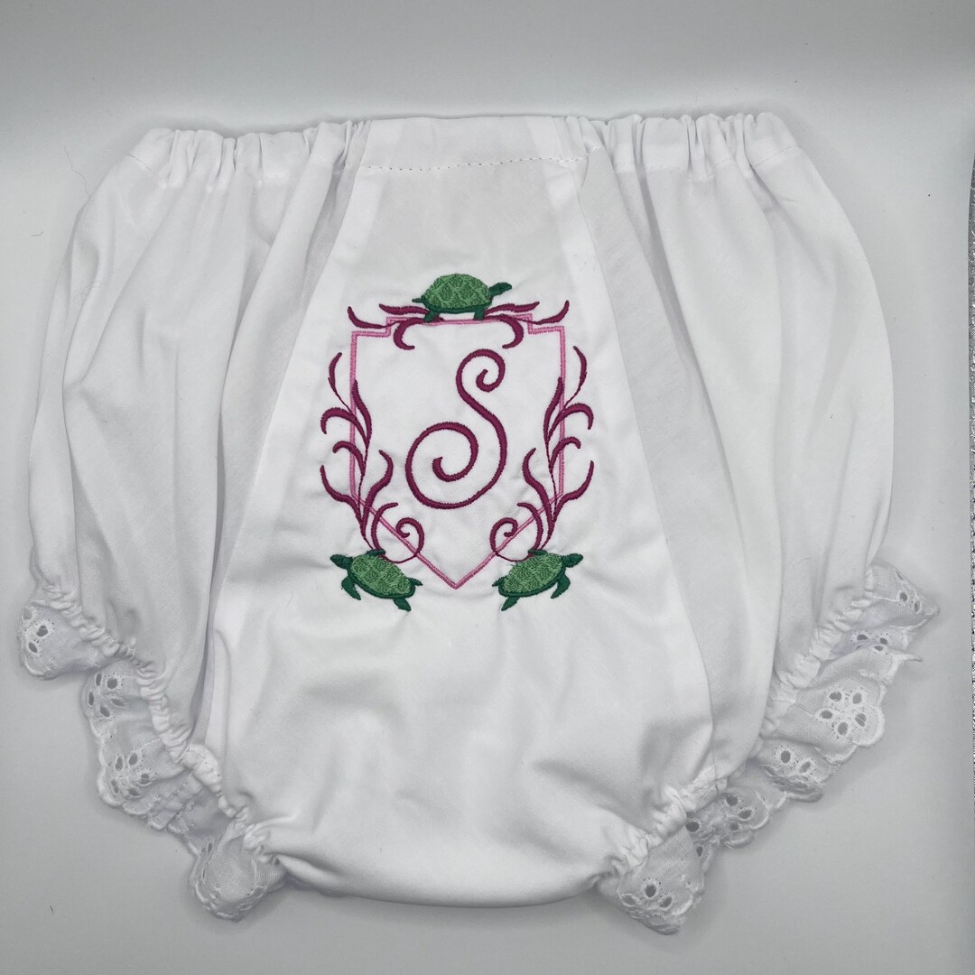 Personalized Bloomer With Turtle Design | Embroidered Bloomer, Bib or ...