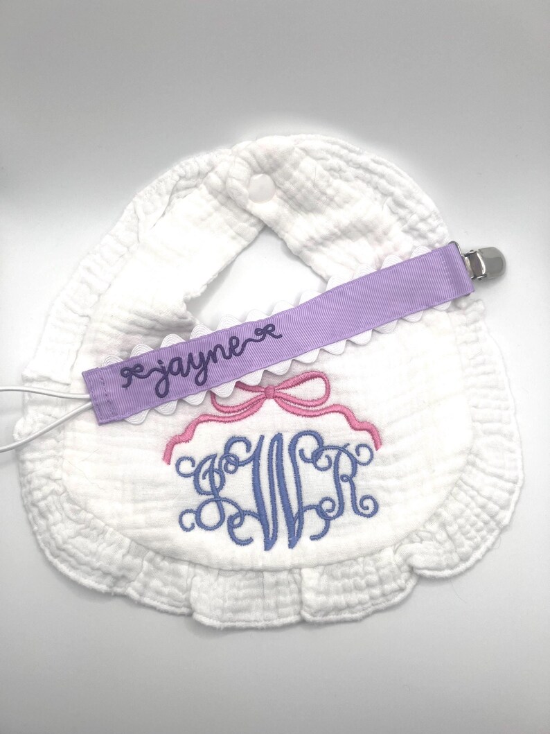 Personalized Bloomer With Bow. Monogrammed Bloomer, Bib or Burp Cloth ...