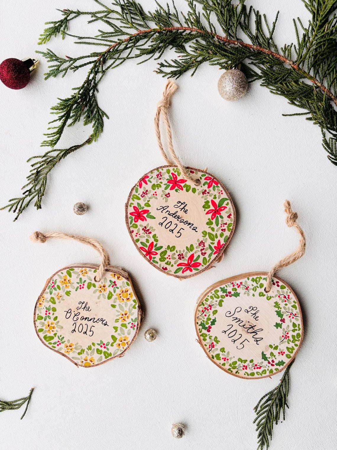 2 PCS - Custom Hand Painted Christmas Ornament, Family Ornaments ...