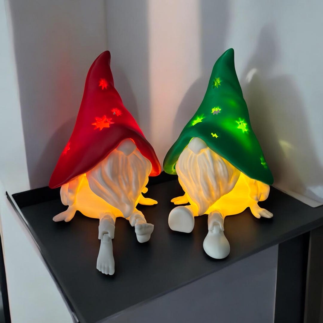 Whimsical 3D Printed Gnome LED Lamp – Choose Feet or Shoes – Removable ...
