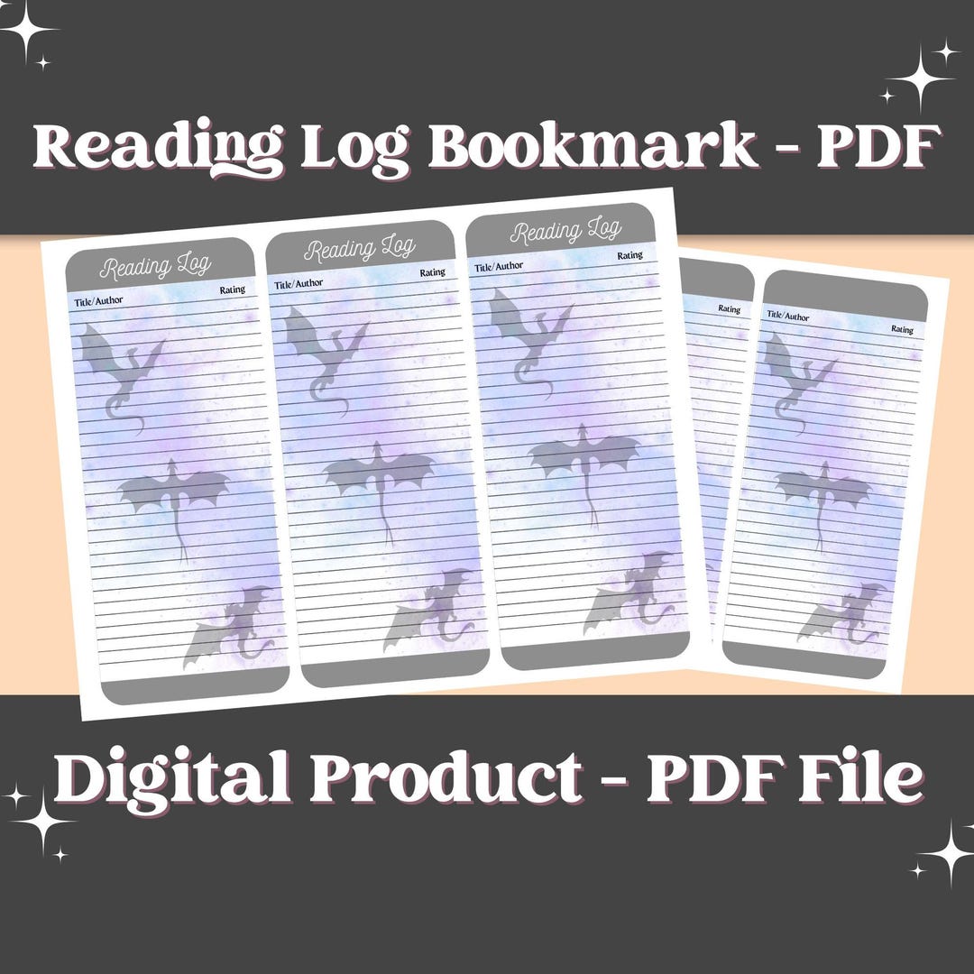 Printable Reading Log Bookmarks Digital PDF File - Romantasy Book Log ...