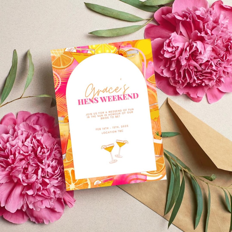 Sunset Themed Hens EDITABLE Party Invitation - Etsy
