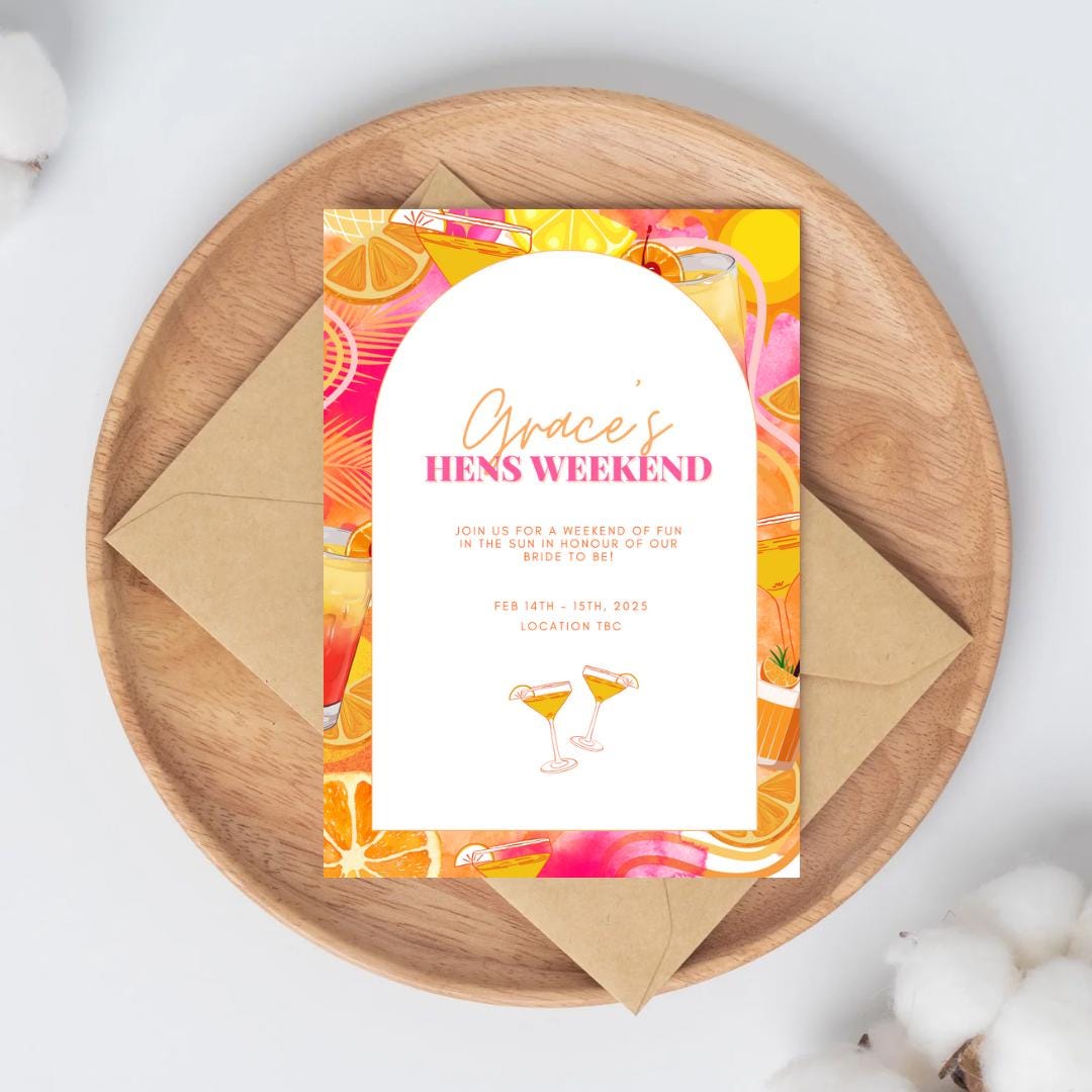 Sunset Themed Hens EDITABLE Party Invitation - Etsy