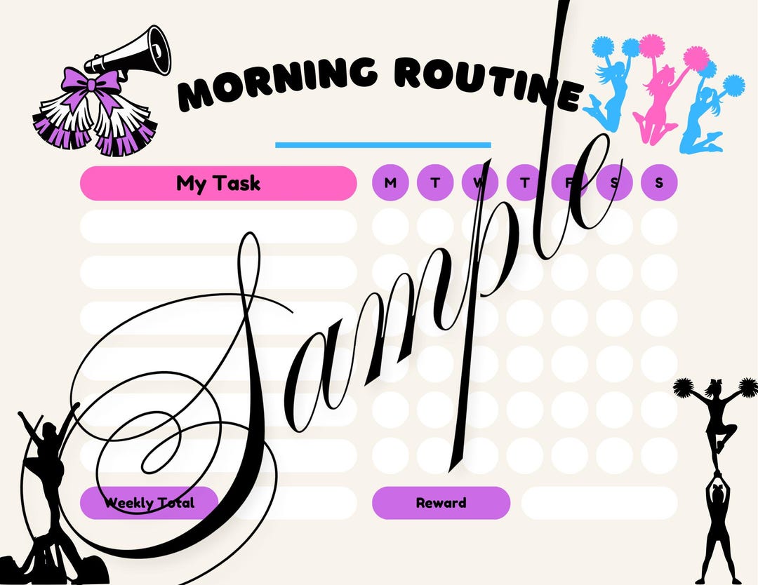 CHEERLEADER THEME | Printable Download – Kids Morning Routine Chart - Etsy