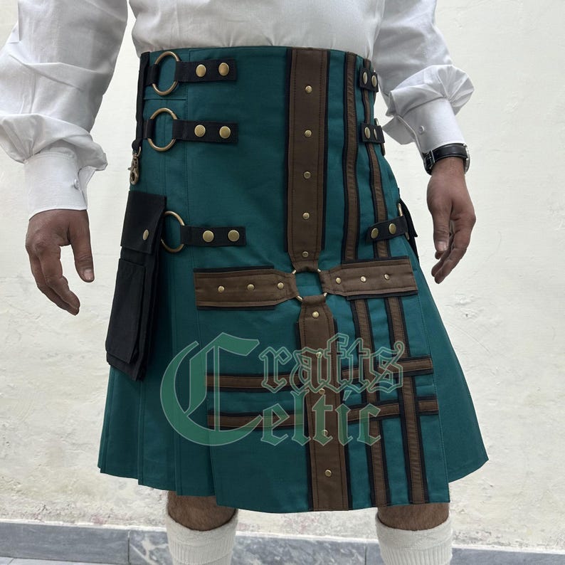 Handmade Hunter Green Utility Kilt: Scottish Gothic Fashion - Etsy
