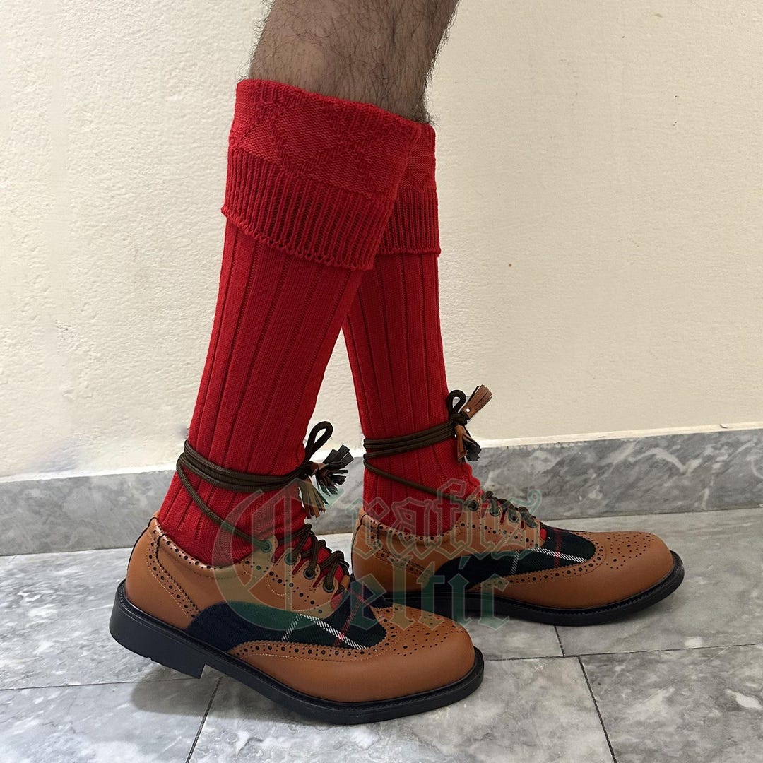 Scottish Red Kilt Hose - Highland Kilt Hose - Kilt Socks for Scottish ...