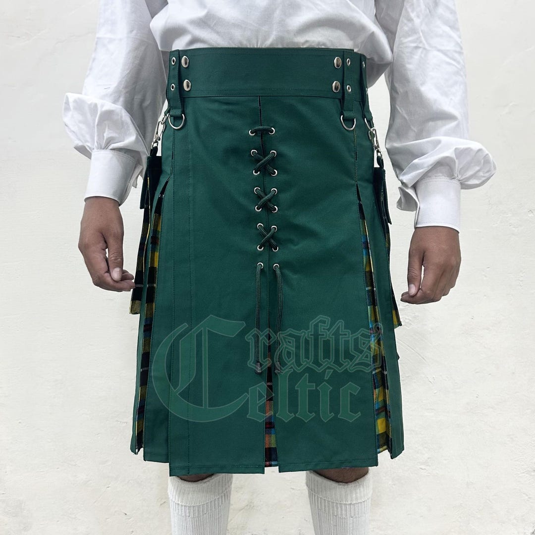Scottish Tartan Hybrid Kilt - Handmade Traditional Laces Utility Kilt ...
