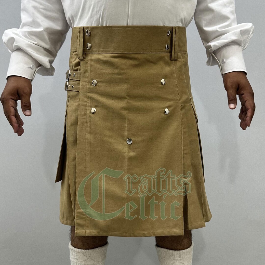 Scottish Khaki Kilt - Handmade Classic Utility Kilt for Men - Available ...