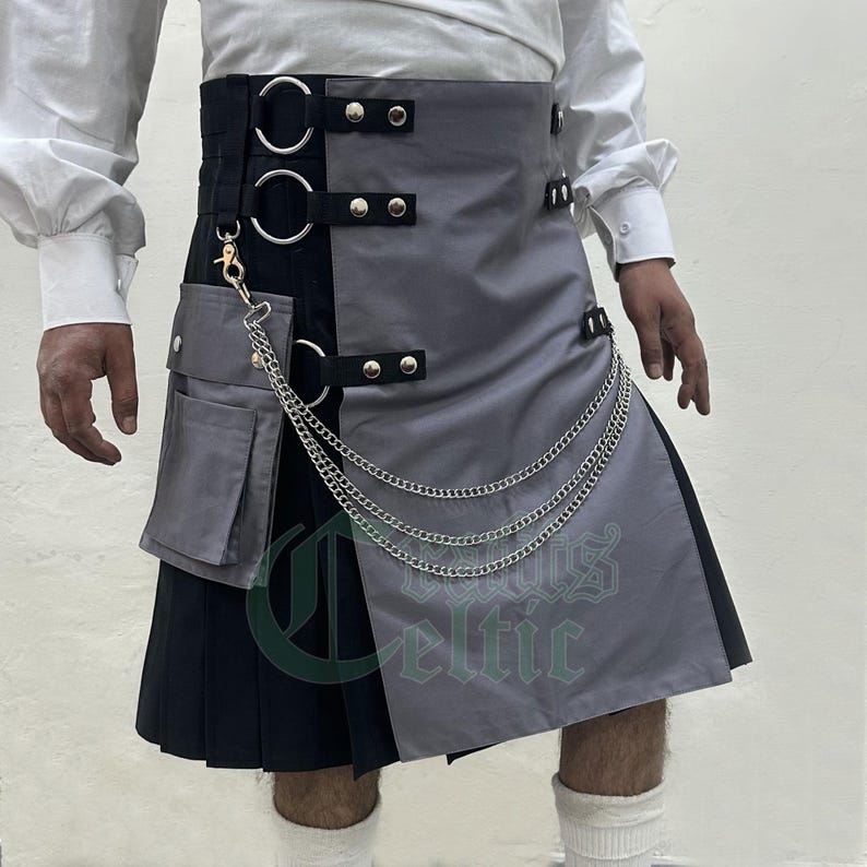 Handmade Black & Gray Hybrid Utility Kilt: Gothic Scottish Style - Etsy