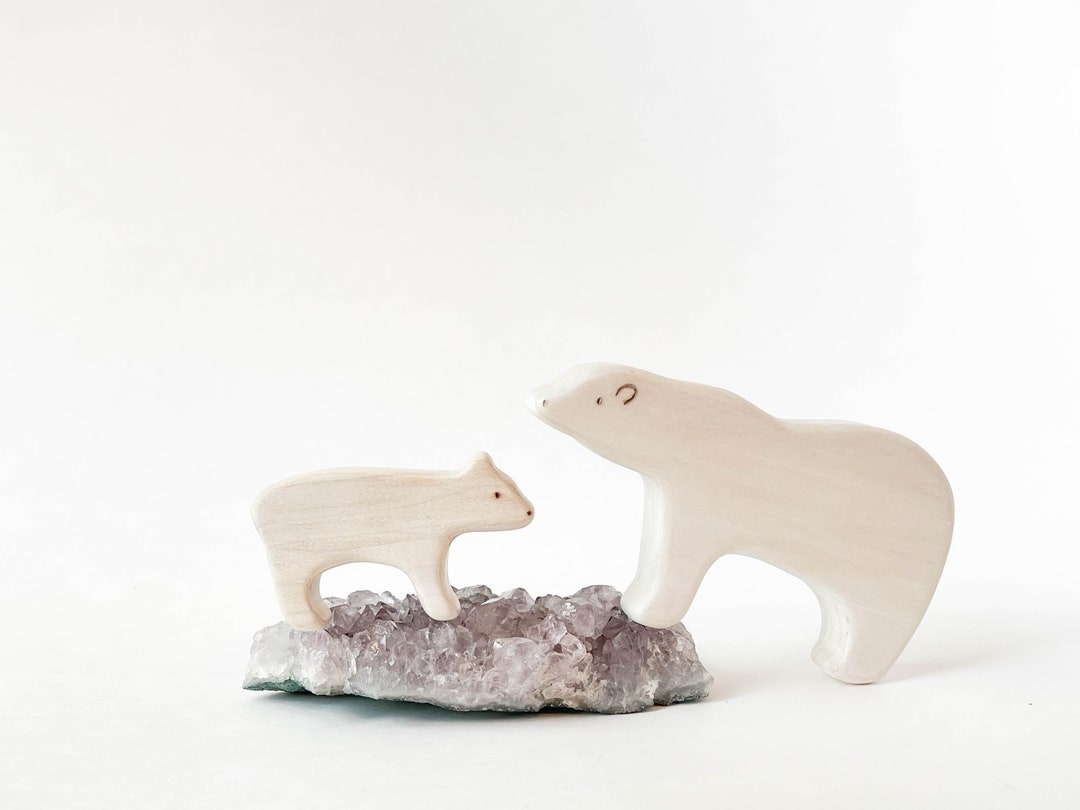 Polar Bear Wooden Toy, Wooden Animal Toys for Toddlers, Waldorf Nature ...