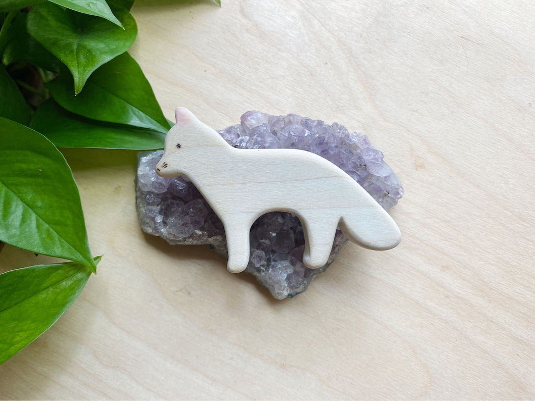 Handmade Arctic Fox Wooden Toy: Toddler Gift, Wood Figurine - Etsy