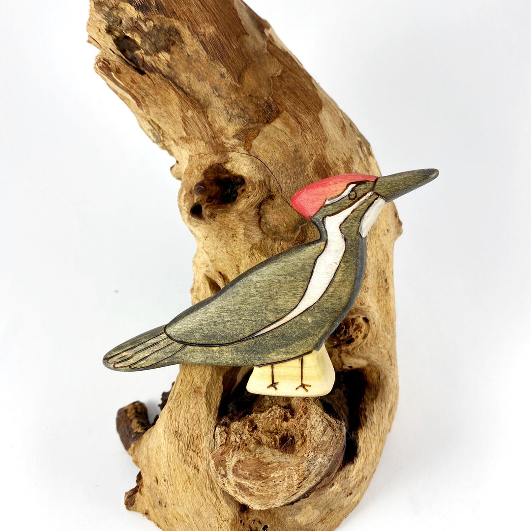 Pileated Woodpecker Wooden Animal Toy, Woodpecker Wood Figurine - Etsy