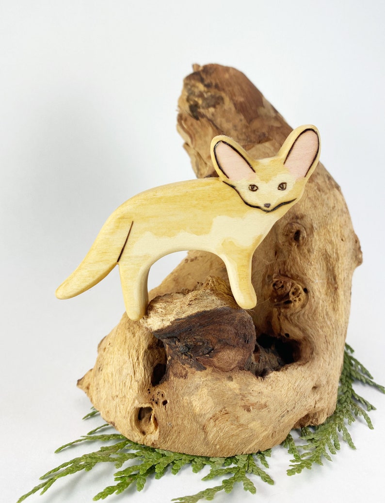 Fennec Fox Wooden Toy: Handcrafted Animal Figurine for Toddlers - Etsy