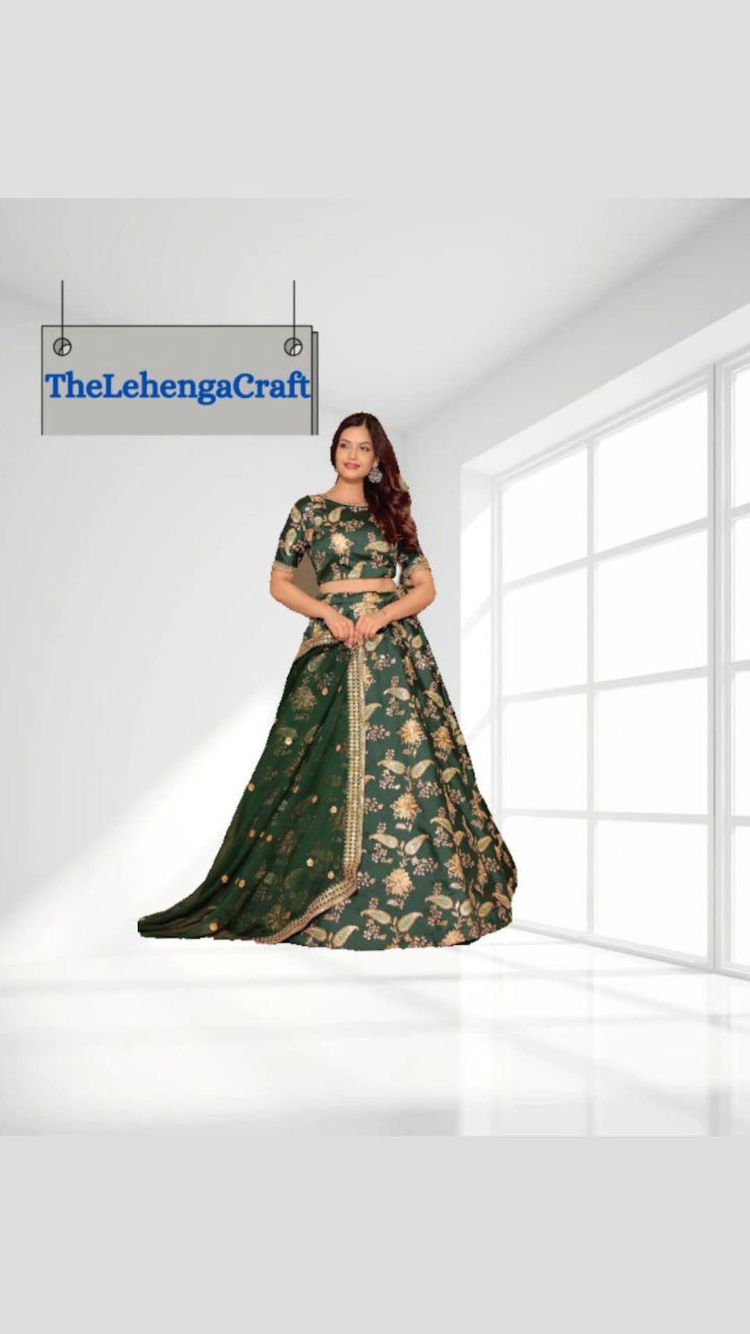 Green Art Silk Lehenga Choli With Dupatta for Women: Indian Wedding ...