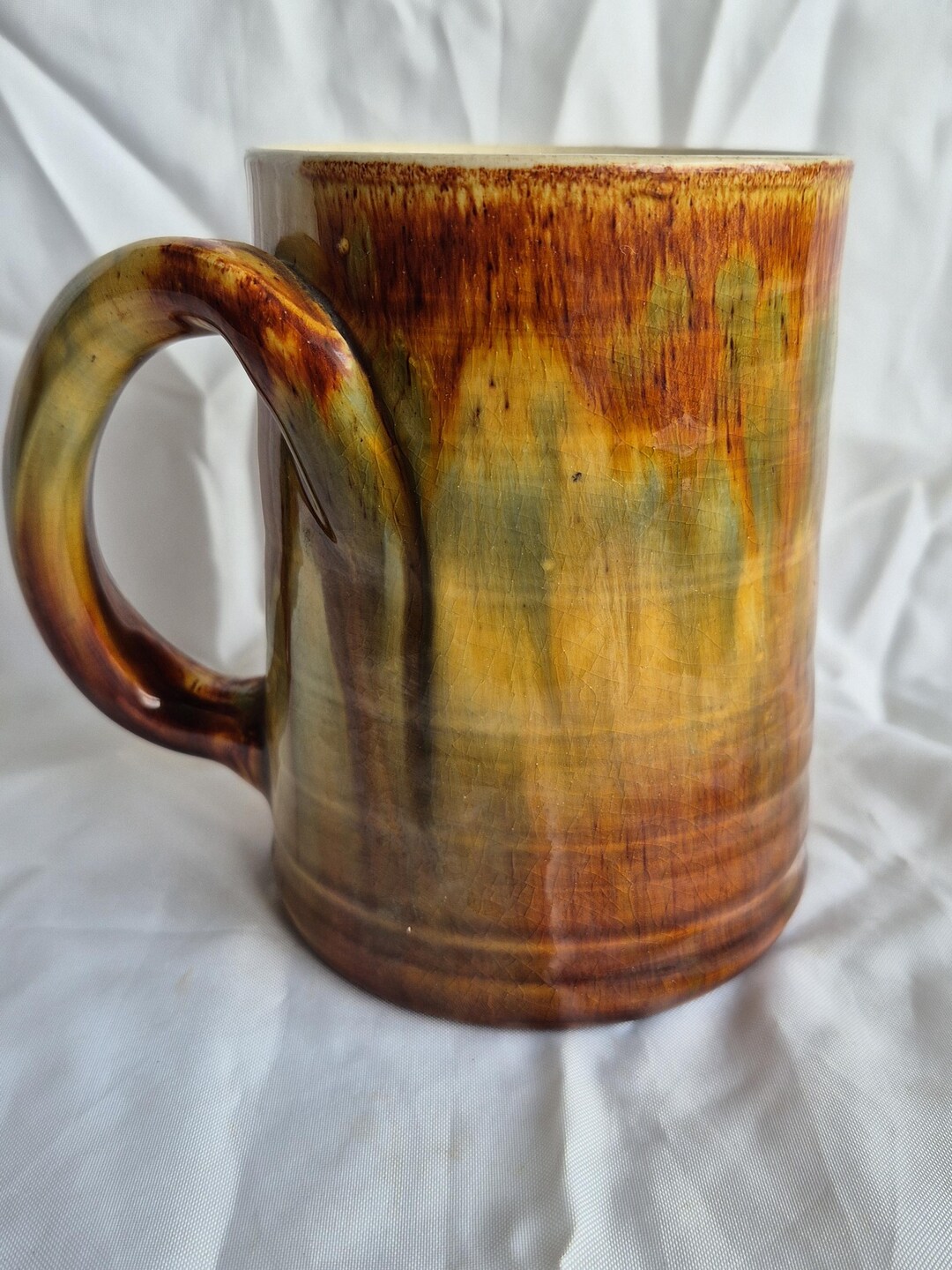 Vintage Welsh Ewenny Pottery Mid Century Autumn Colours Slipware Mug ...
