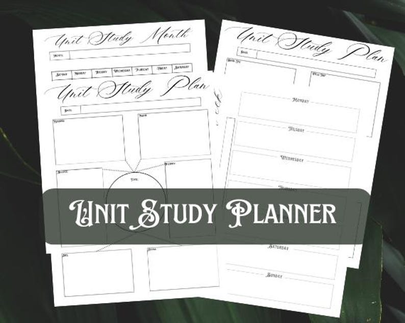 Printable Unit Study Planner for Homeschooling- Digital Download for ...