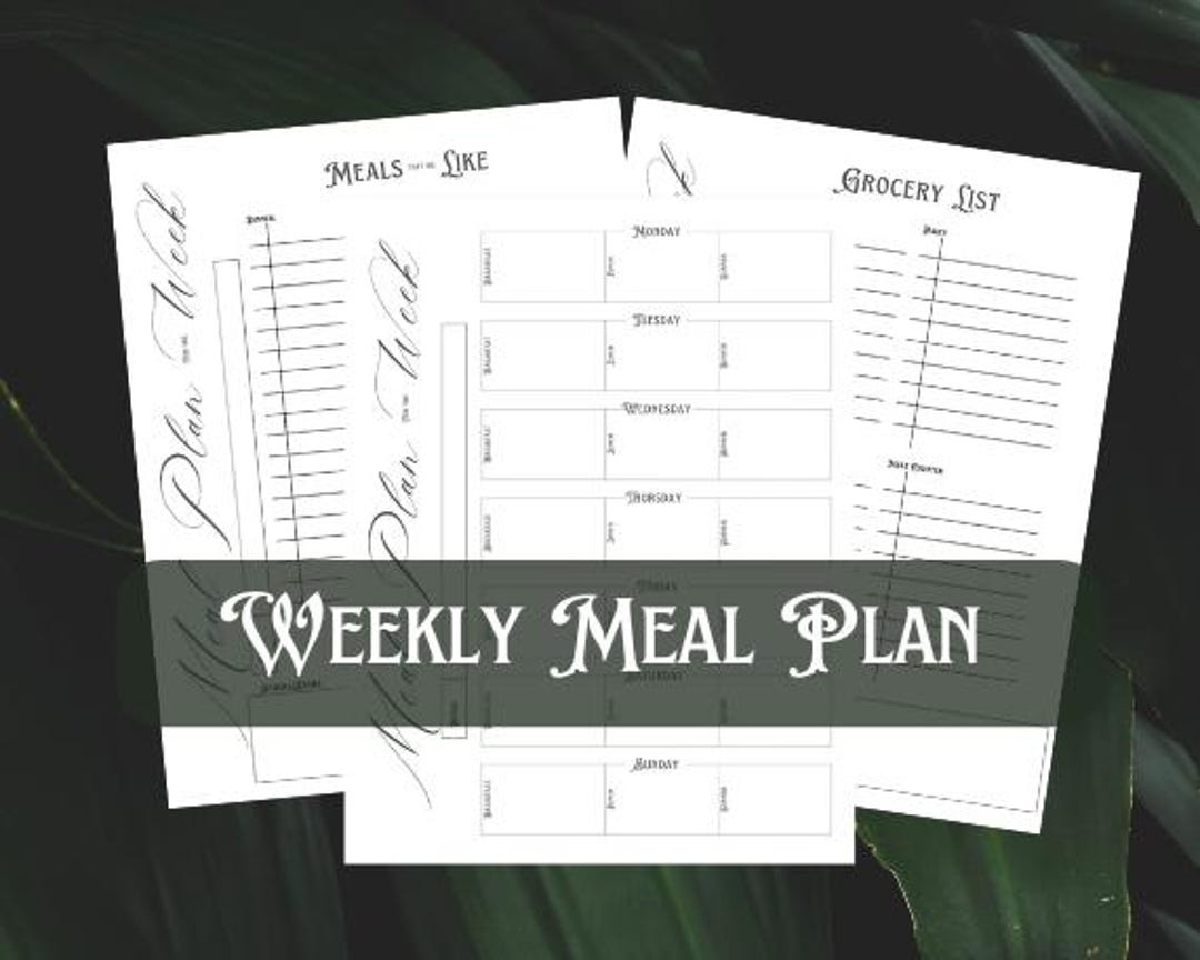 Printable Meal Planner With Grocery List & Week-at-a-glance - Organize ...