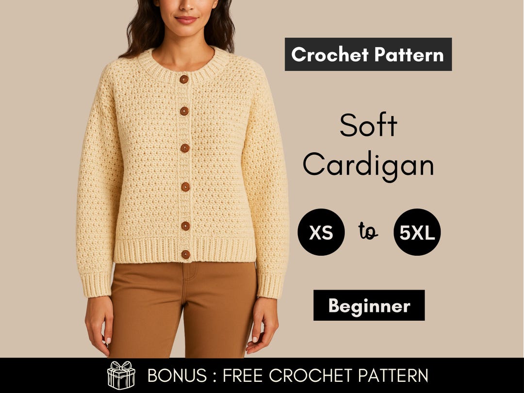 Crochet Cardigan Pattern: Beginner-friendly Jacket (digital PDF) - Etsy
