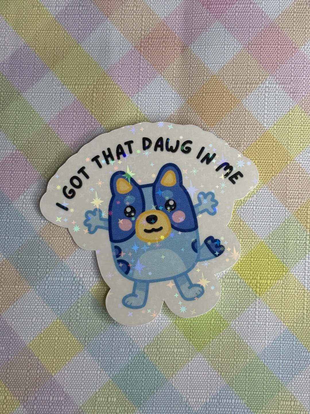 Funny I Got That Dog in Me Meme Blue Dog Sticker - Etsy