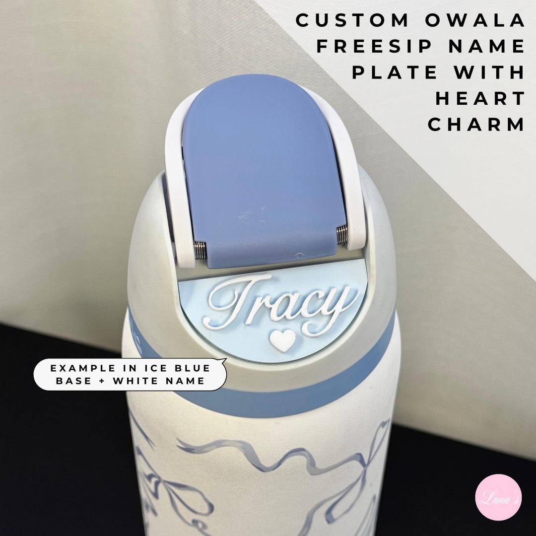 Owala Name Plate With Heart Charm, Custom Owala Freesip Name Plate ...