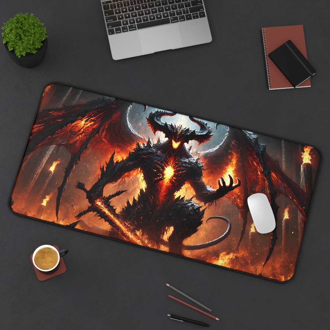 Balrog Desk Mat – Fire Demon Mouse Pad – Epic Fantasy Mousepad for ...